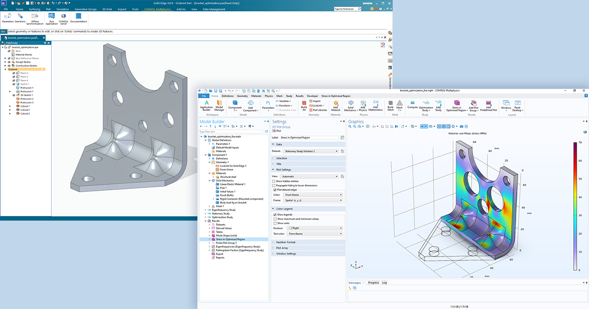 Analysieren Sie Solid Edge® Designs mit COMSOL Multiphysics®
