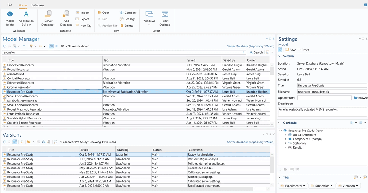 Model Manager Updates - COMSOL® 6.3 Release Highlights