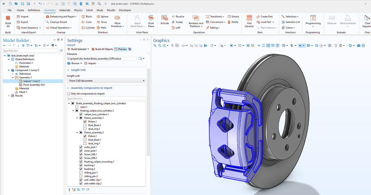 File Import for CATIA® V5 Updates - COMSOL® 6.4 Release Highlights