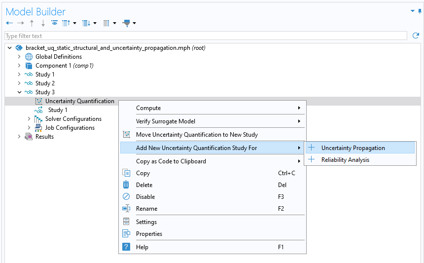 Performing an Uncertainty Propagation UQ Study