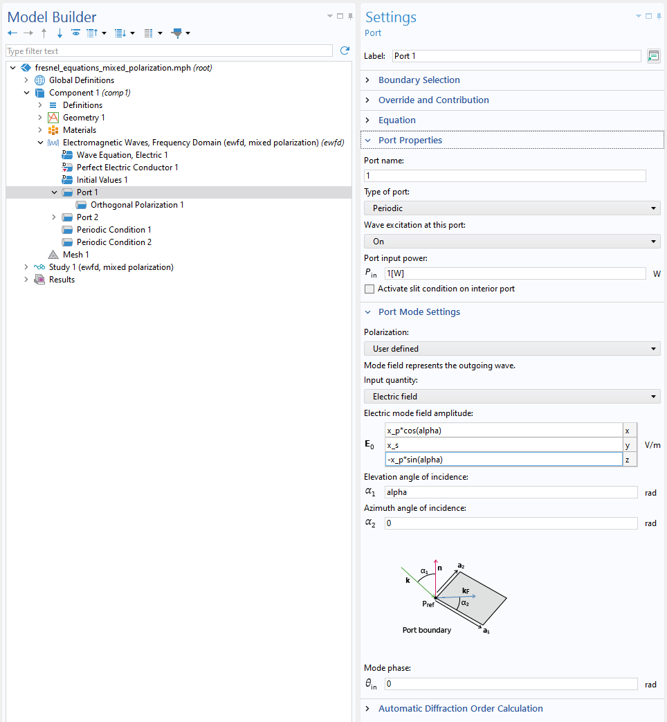 Polarization Settings for Periodic Ports
