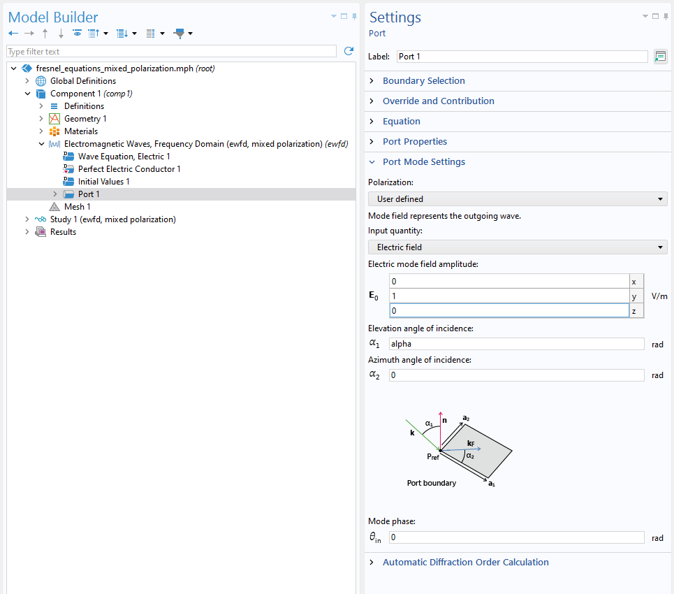 Polarization Settings for Periodic Ports